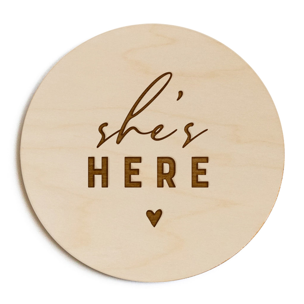 She's Here Newborn Baby Girl Announcement Sign – The Cotton & Canvas Co.