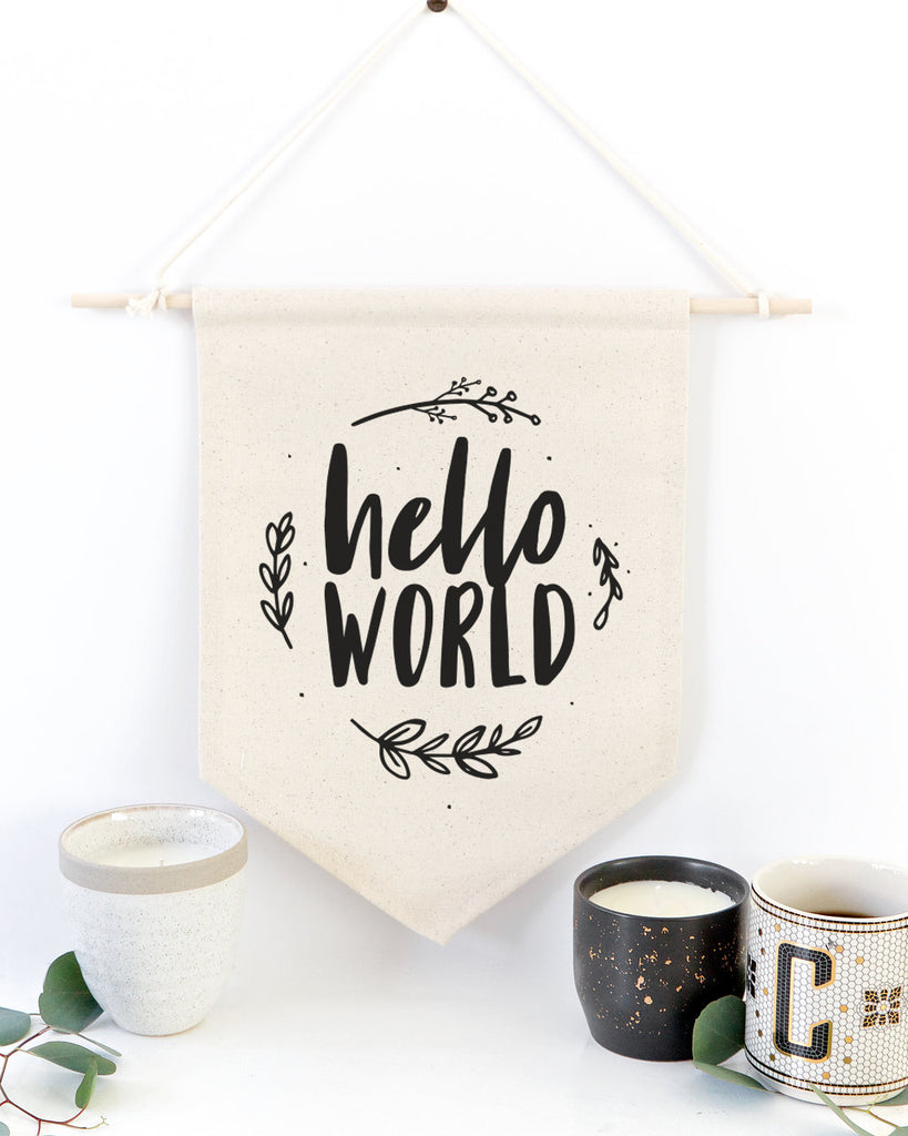 Hello World with Vines Hanging Wall Banner – The Cotton & Canvas Co.