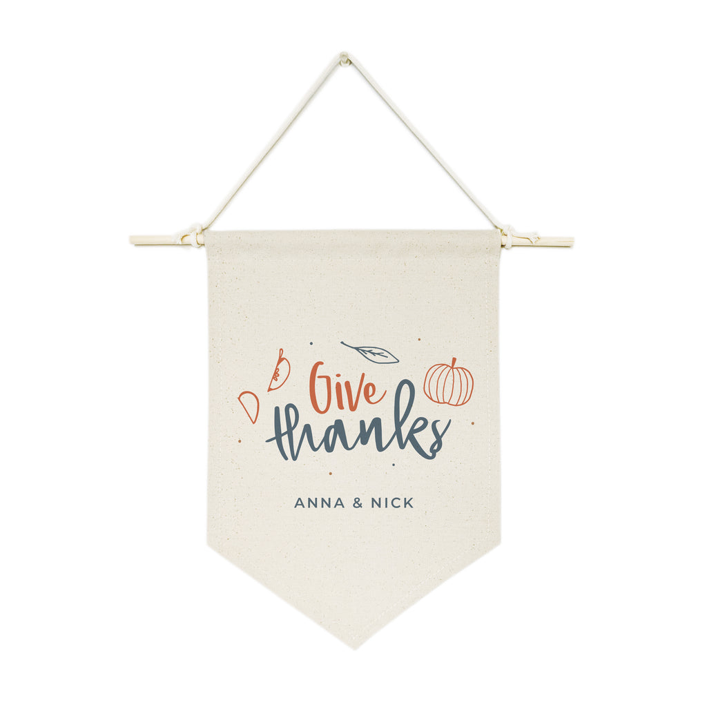 Personalized Couple Names Give Thanks Hanging Wall Banner – The Cotton ...