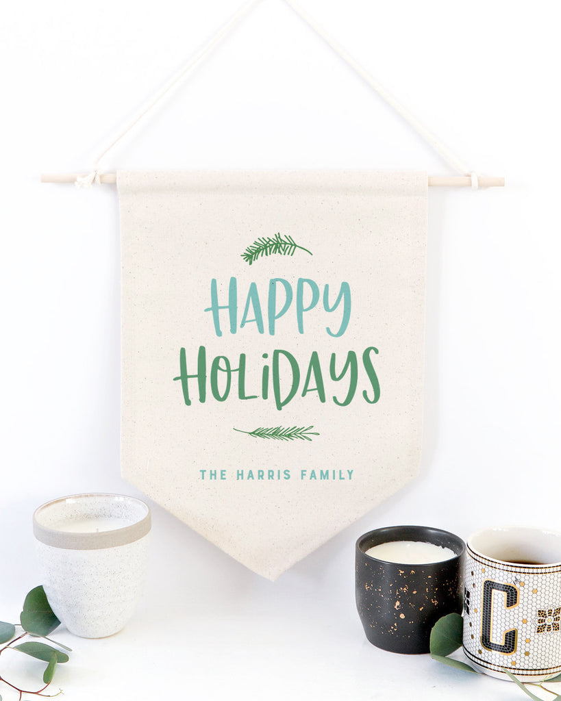 Personalized Family Last Name Happy Holidays Hanging Wall Banner – The ...