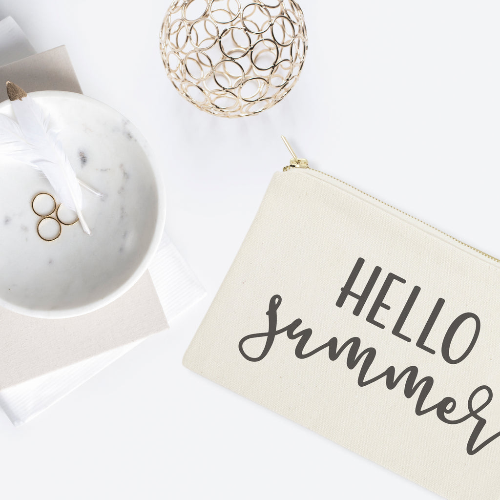 Hello Summer Cotton Canvas Cosmetic Bag – The Cotton & Canvas Co.