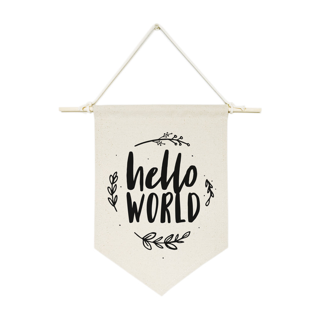 Hello World with Vines Hanging Wall Banner – The Cotton & Canvas Co.