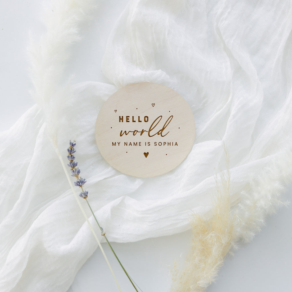 Personalized Name Hello World My Name is Newborn Baby Announcement Sig ...