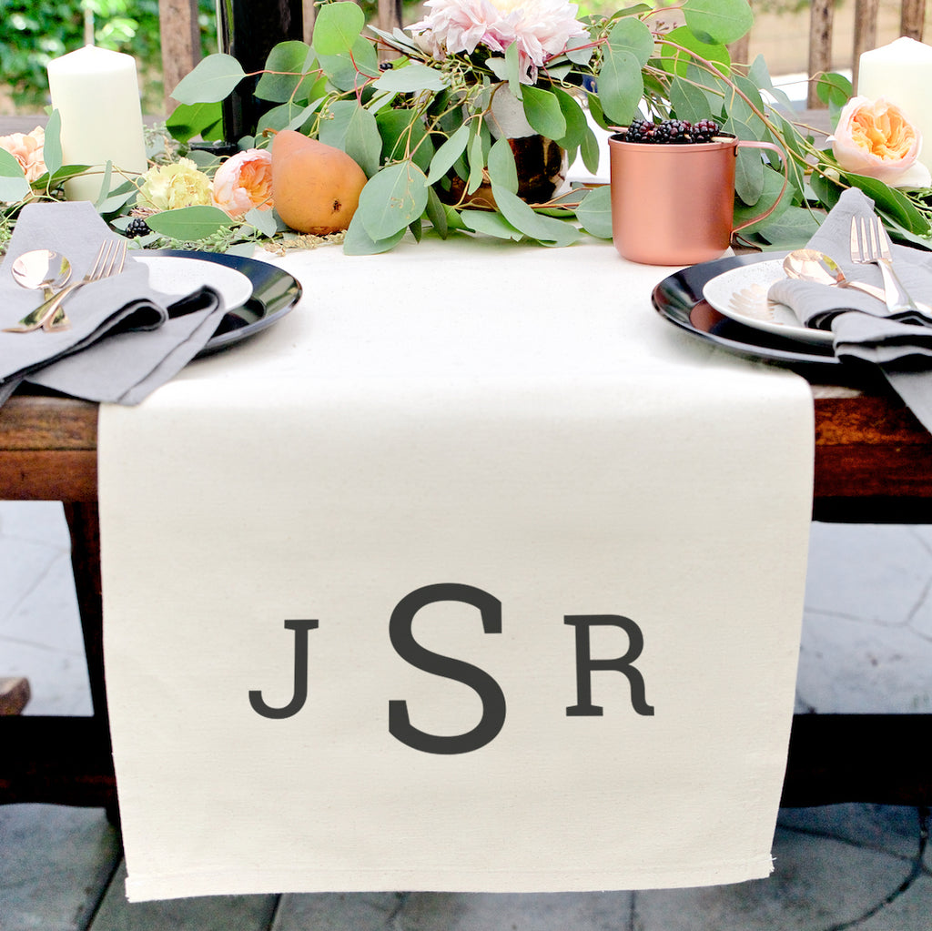 Personalized Triple Monogram Cotton Canvas Table Runner – The Cotton ...